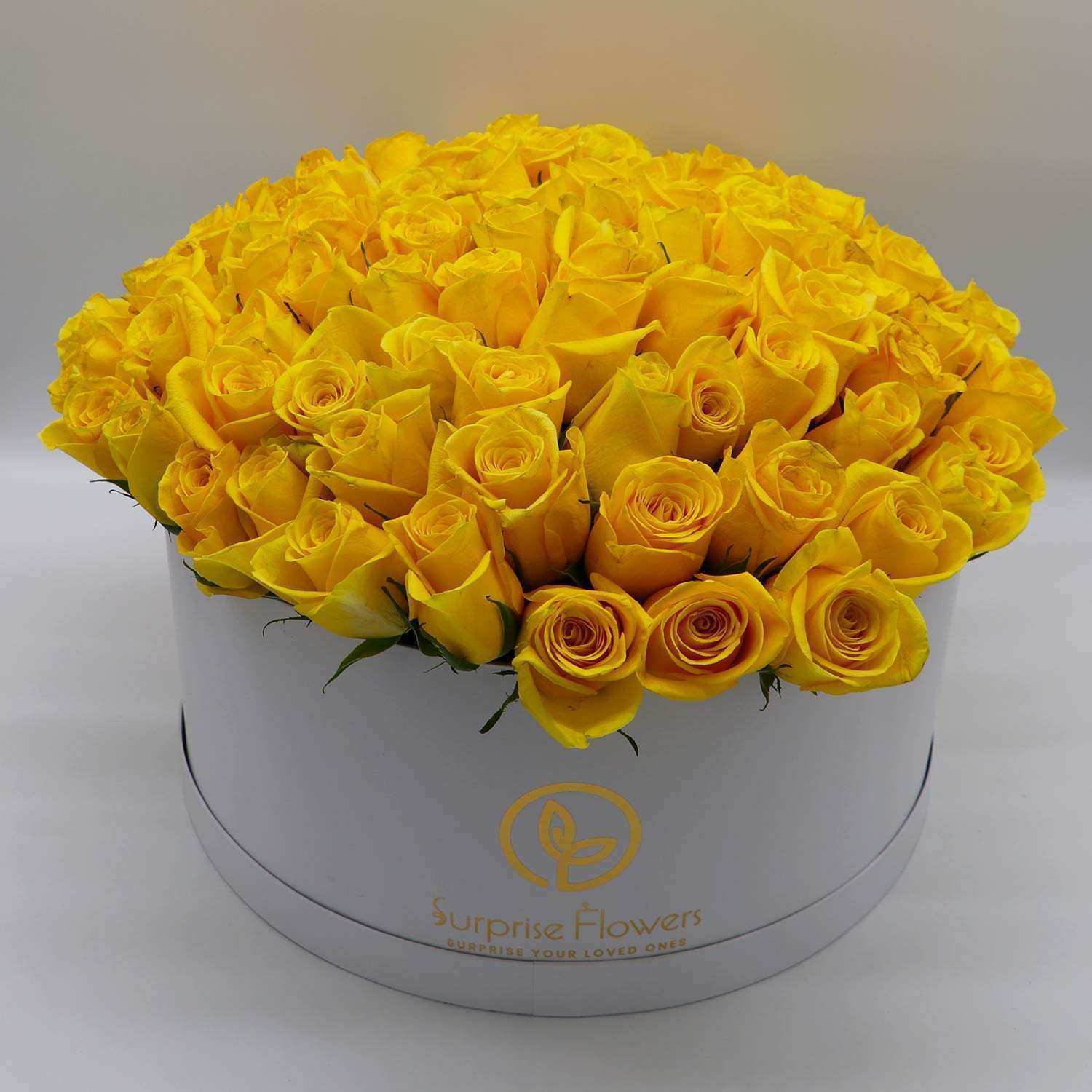Yellow Roses in White Box - Surprise Flowers Dubai